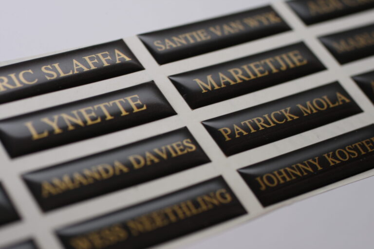 Epoxy Domed Personalised Labels | StickerMix Cape Town